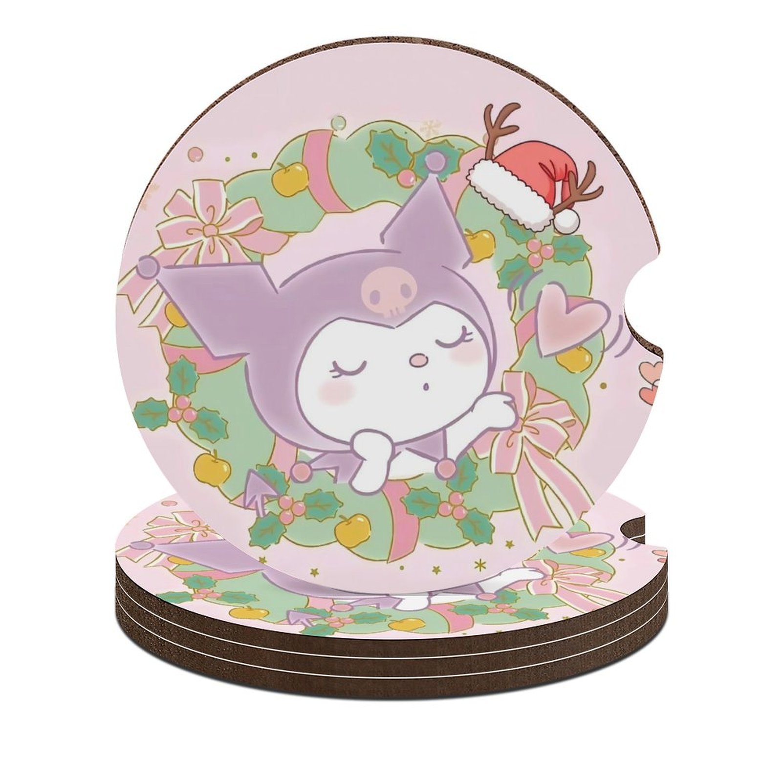 Kuromi Anime Cartoon car coaster with finger notches and cork base car ...