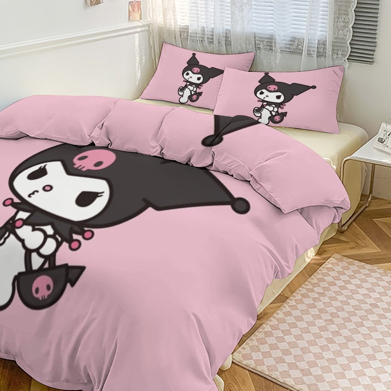 Kuromi Anime Duvet Cover Set Size, Cartoon Bedding Set 3-Piece ...