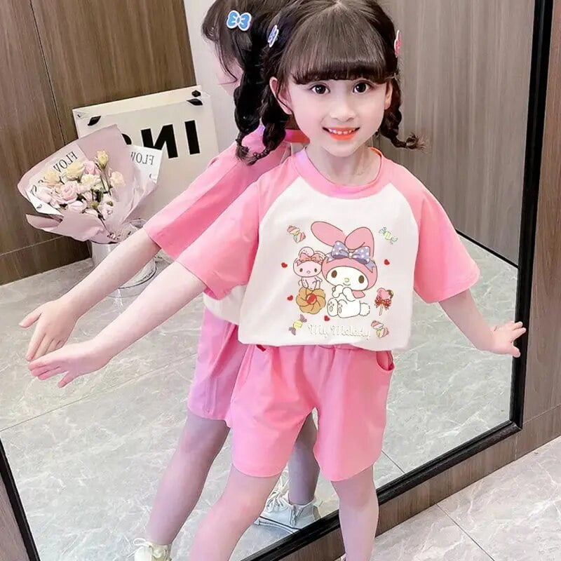 Kuromi Anime Kawaii Sanrio Short Sleeve Pants Suit Summer Cute ...