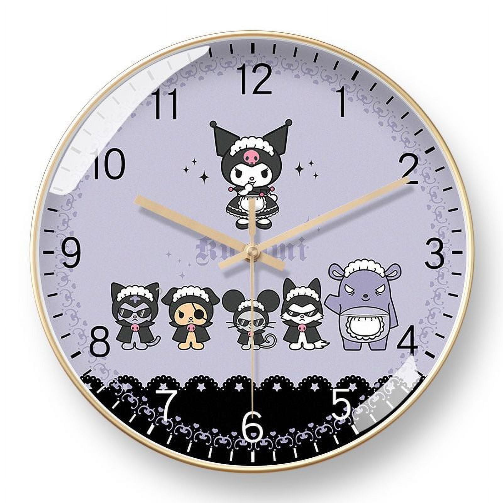 Kuromi Anime Kawaii Sanrio Wall Clock Cute My Melody Cartoon Children ...