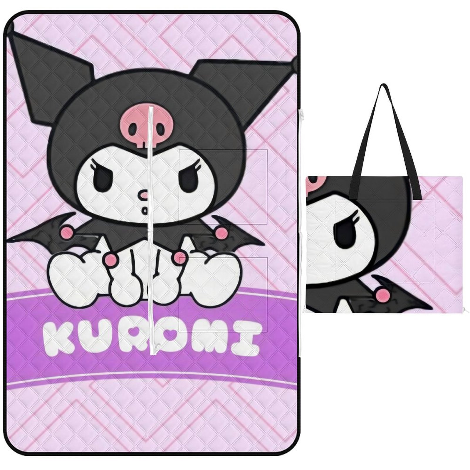 Kuromi Anime Waterproof Foldable Beach Blanket Picnic Mat Tote Perfect ...
