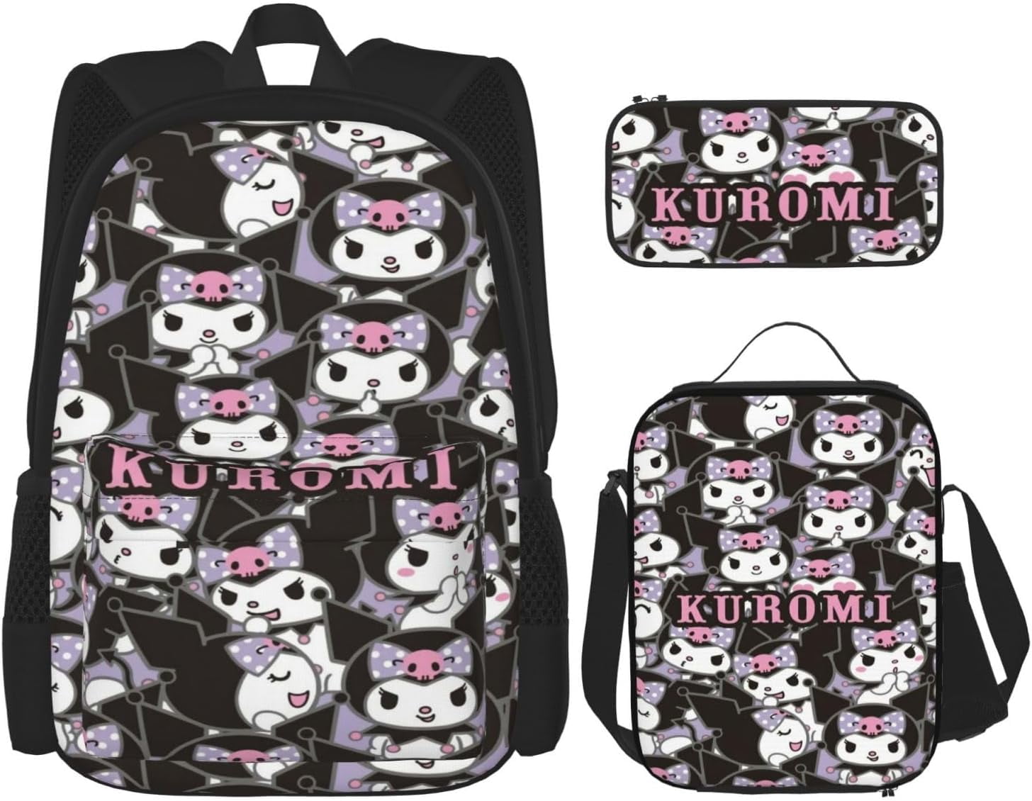 Kuromi Backpack 3 Piece Set Kuromi Anime My Melody Laptop Backpack ...