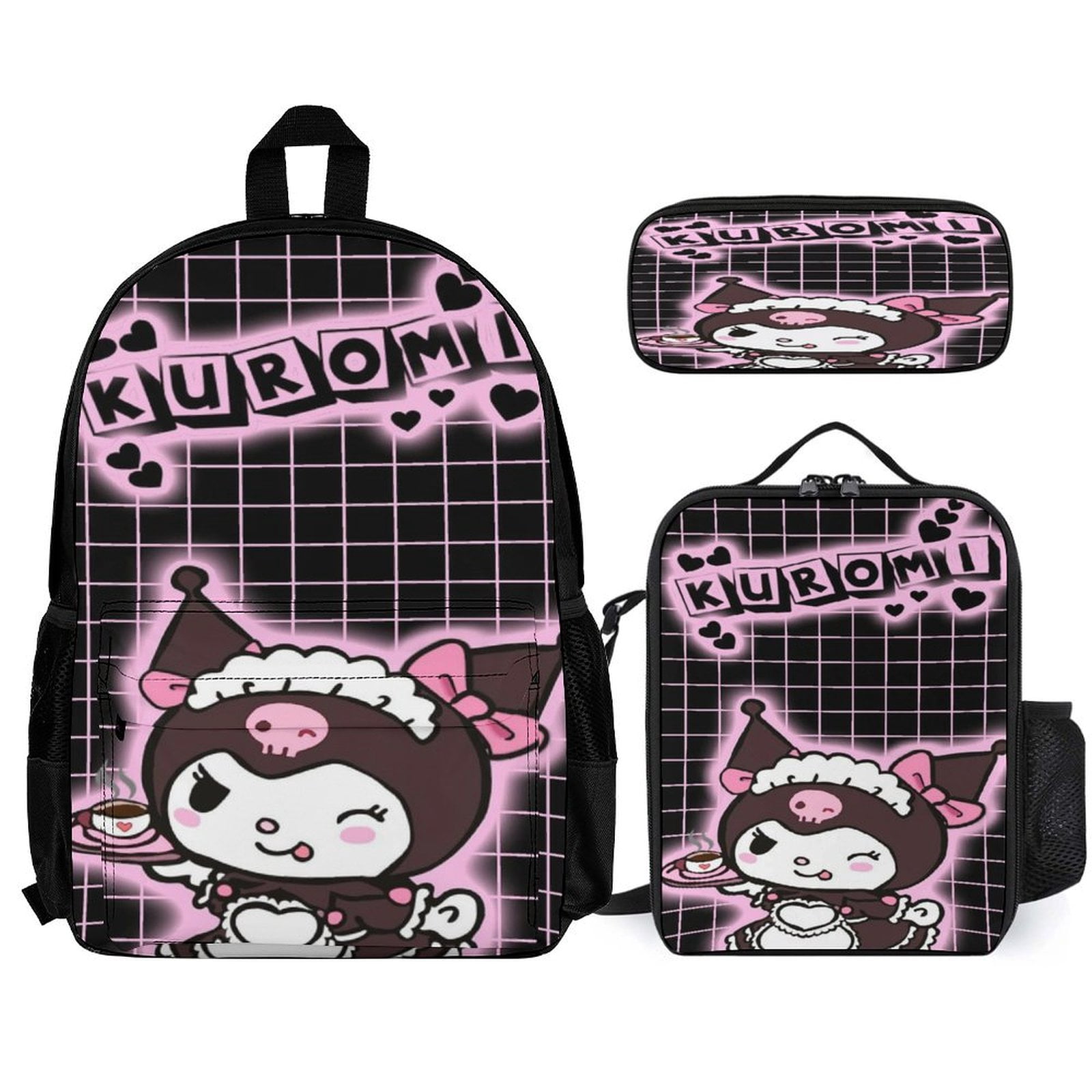 Kuromi Backpack 3 Piece Set Laptop Backpack with Pencil Case Lunch Bag ...