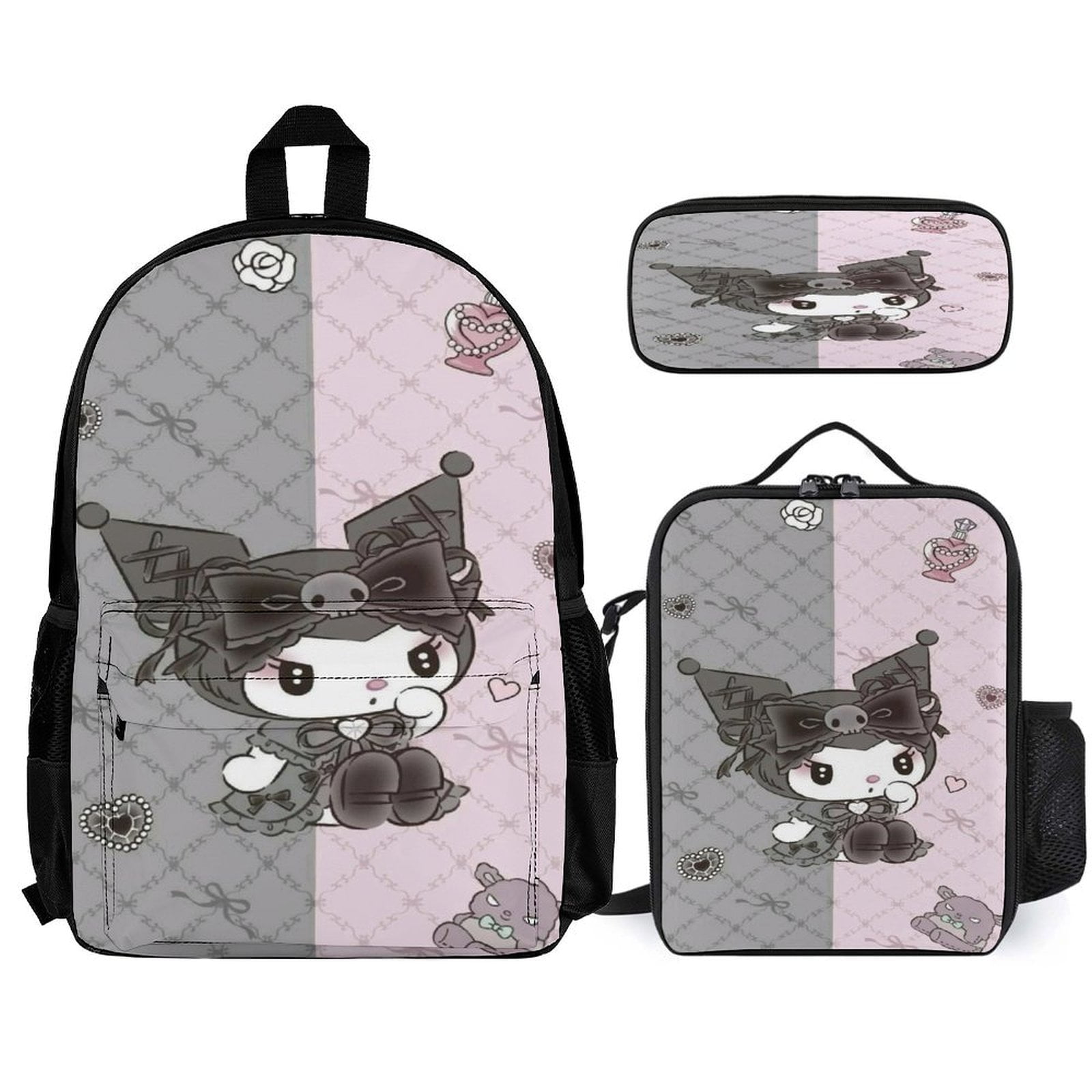 Kuromi Backpack 3 Piece Set Laptop Backpack with Pencil Case Lunch Bag ...