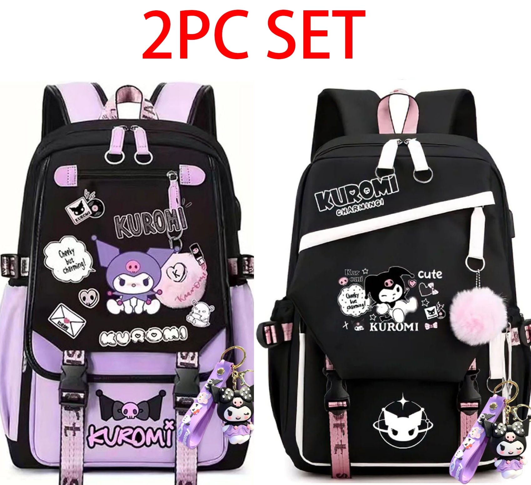 Kuromi Backpack Cute Laptop Shoulders Travel Backpacks Anime Cartoon ...
