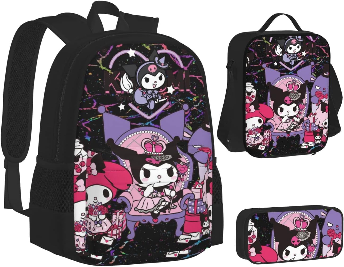 Kuromi Backpack High Capacity Fashion Backpack Combination With Lunch ...