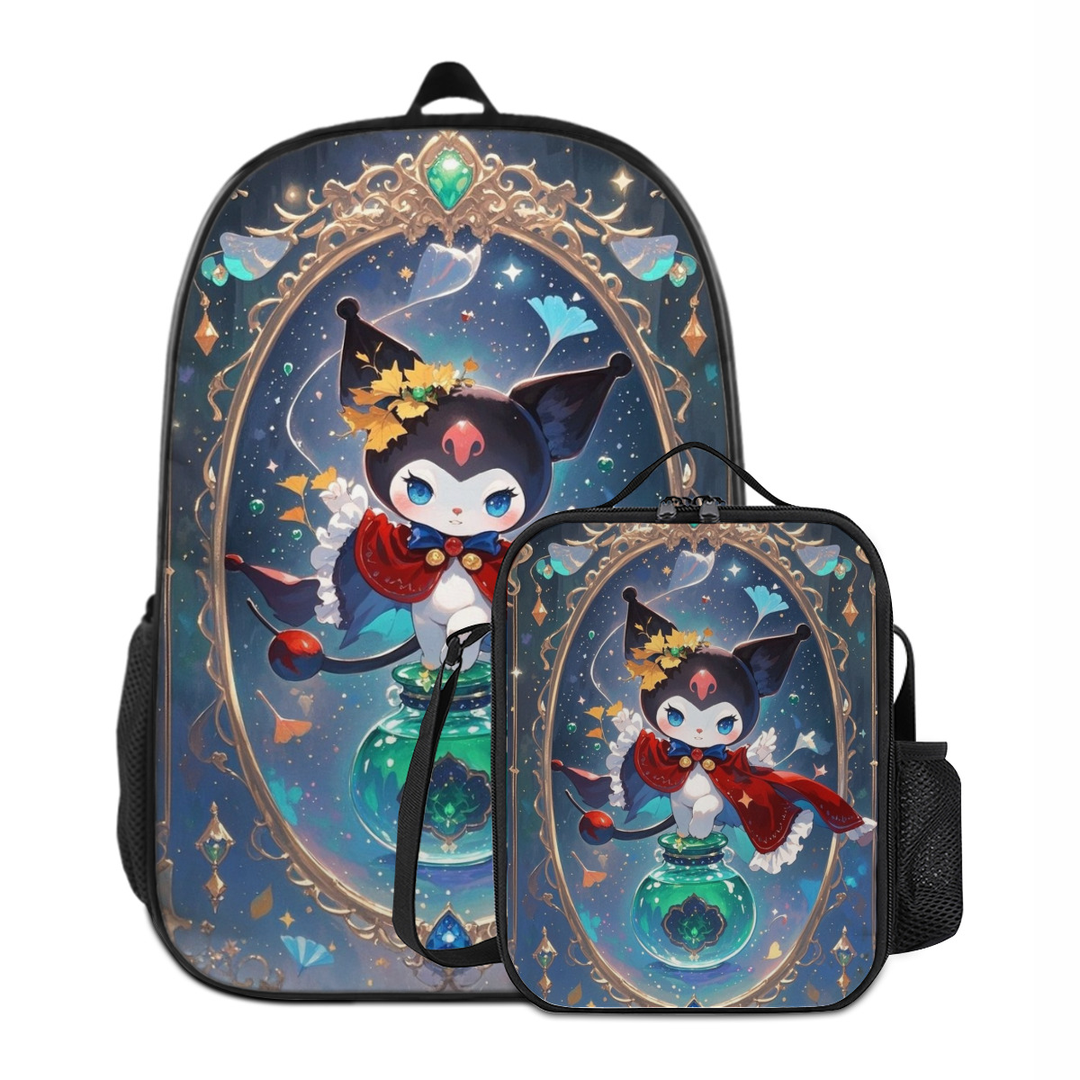 Kuromi Backpack with Insulated Lunch Box Set Unisex Travel Outdoor ...