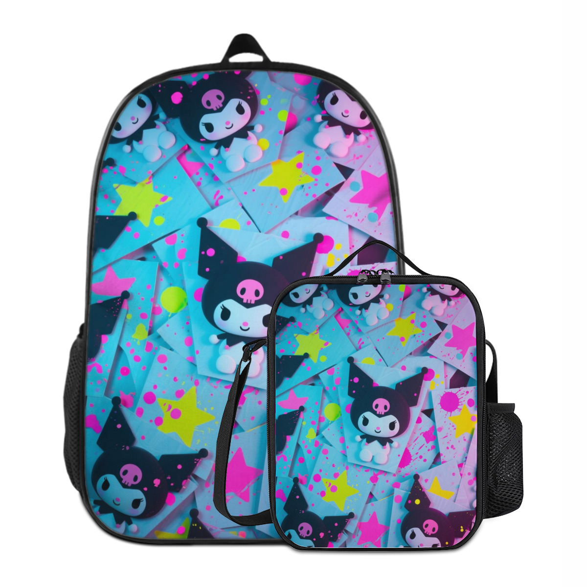 Kuromi Backpack with Insulated Lunch Box Set Unisex Travel Outdoor ...