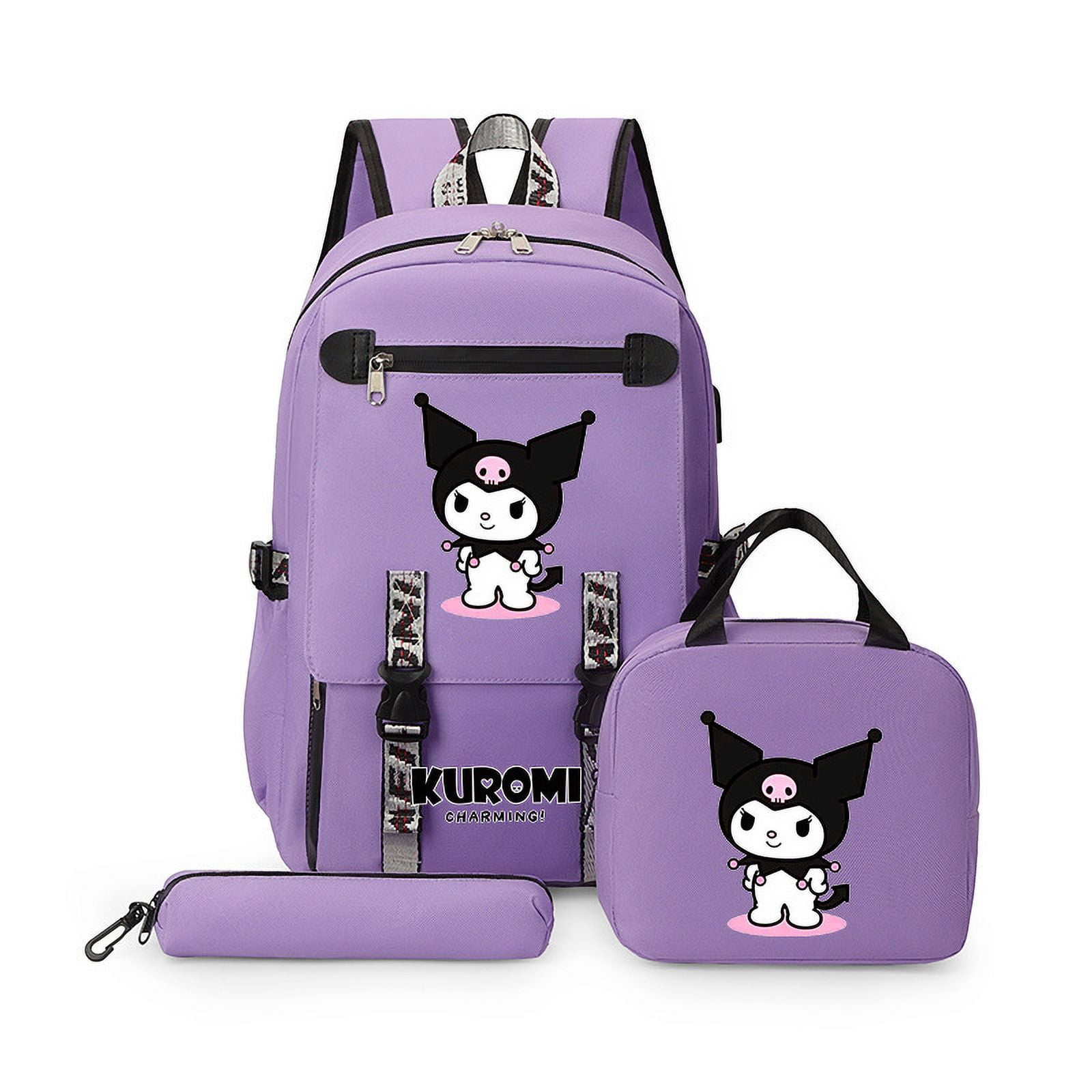 Kuromi Backpack with Lunch Bag Football Star Backpack Set Lightwight ...