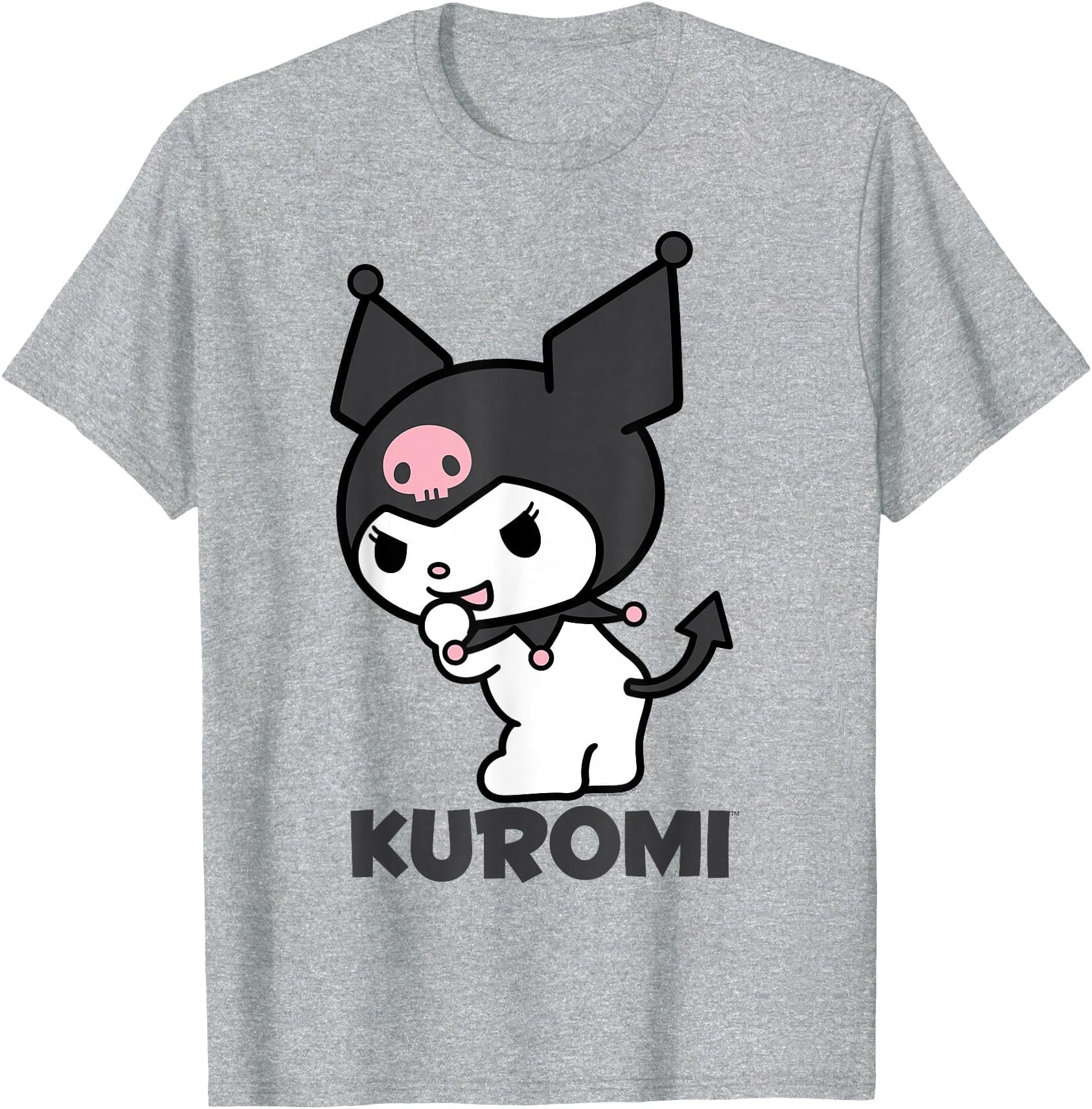 Kuromi Backside Logo DTG Print Unisex T-Shirt,Sport Grey Color,Size YS ...