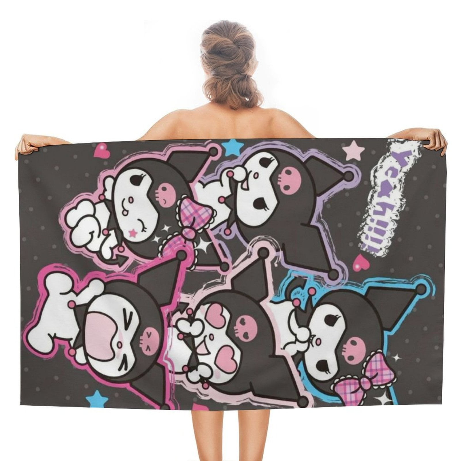 Kuromi Bath Throw Towel Quick Dry Towel for Swimmers Sand Proof Beach ...