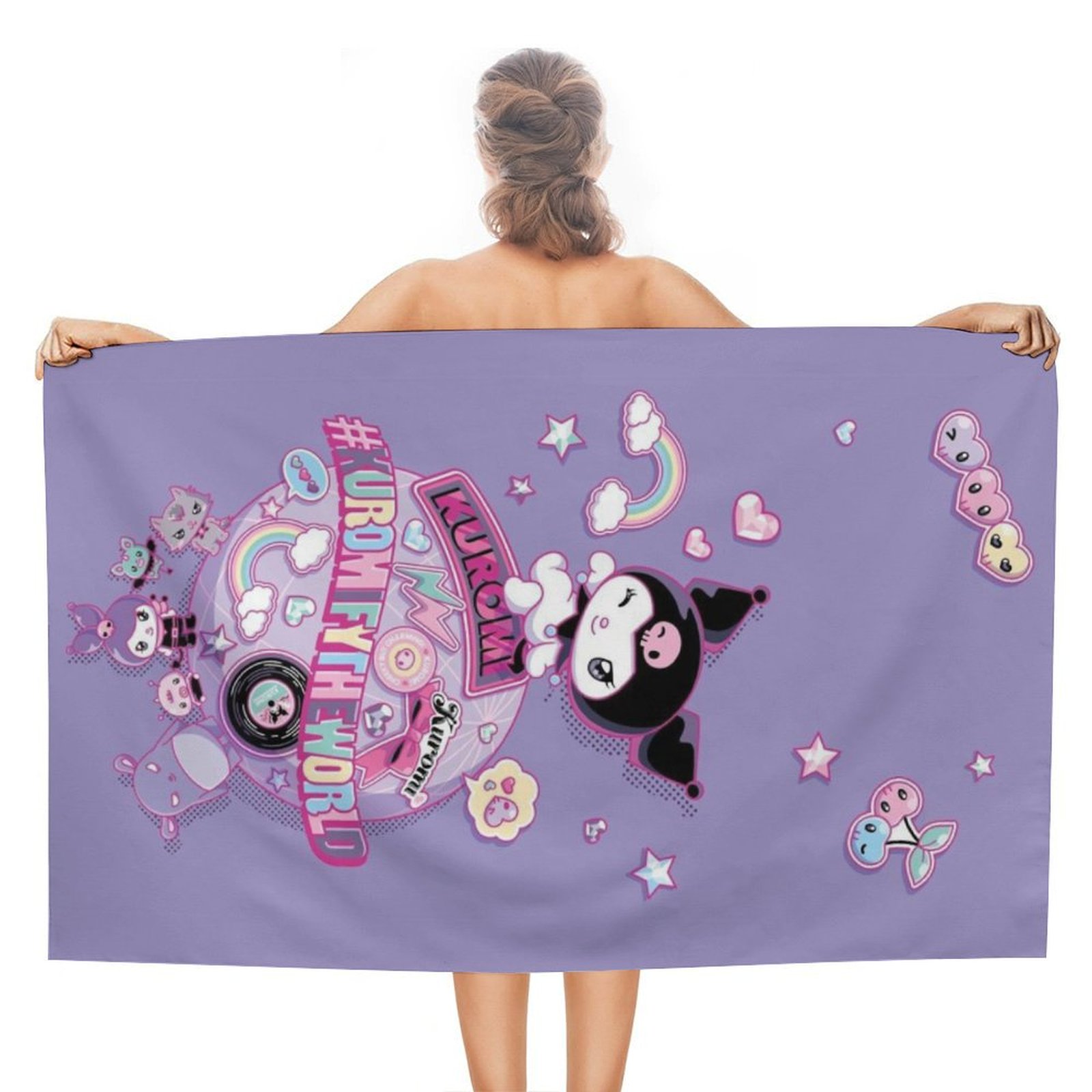 Kuromi Bath Throw Towel Quick Dry Towel for Swimmers Sand Proof Beach ...