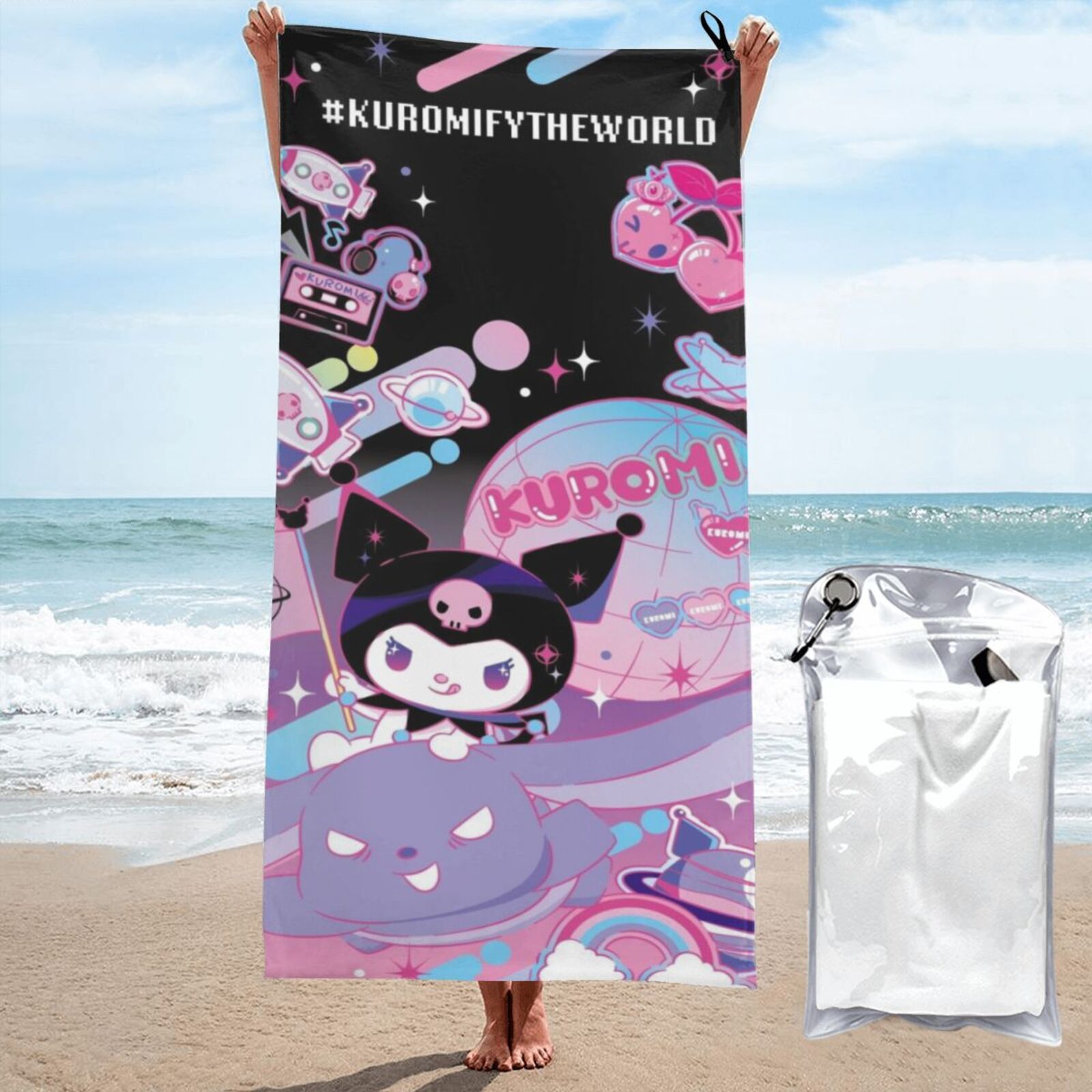 Kuromi Beach Towel Absorbent Large Towel 3D Cartoon Towel Fast Drying ...