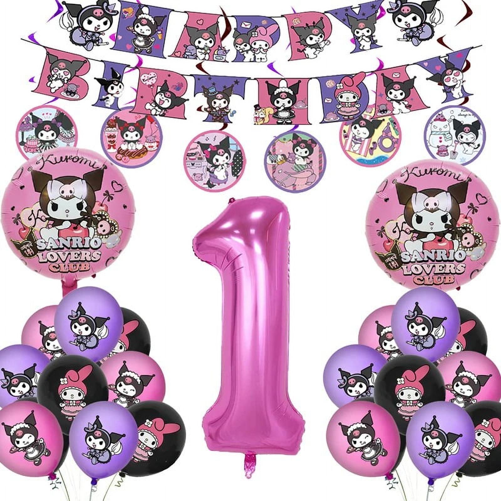 Kuromi Birthday Party Decoration Balloon Banner Kuromi Cutlery Cake Topper Sanrio Party Supplies