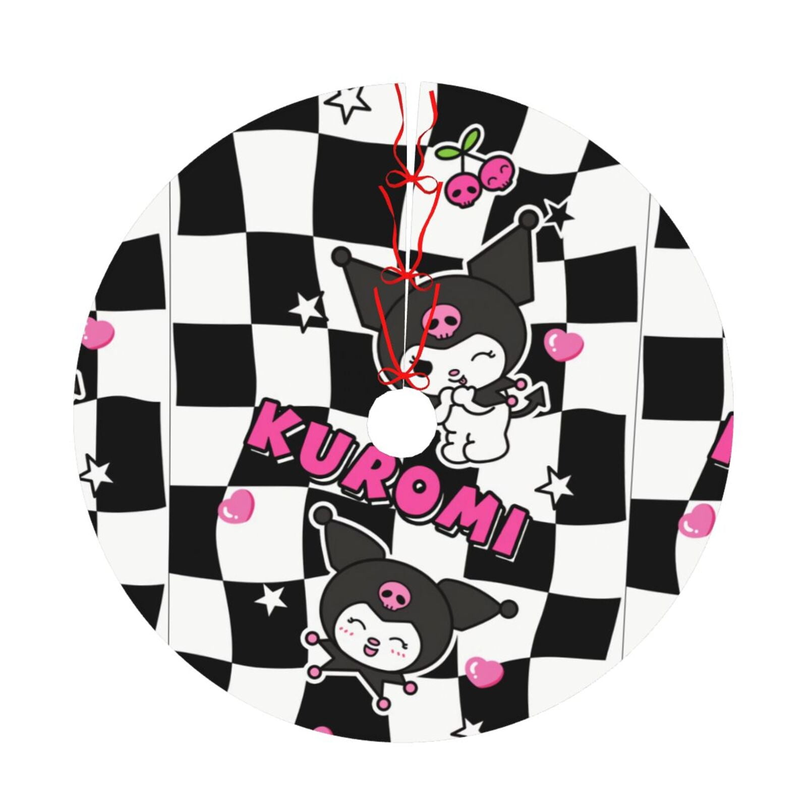 Kuromi Black And White Grid Christmas Tree Skirt 30 Inch,Soft and Funny ...