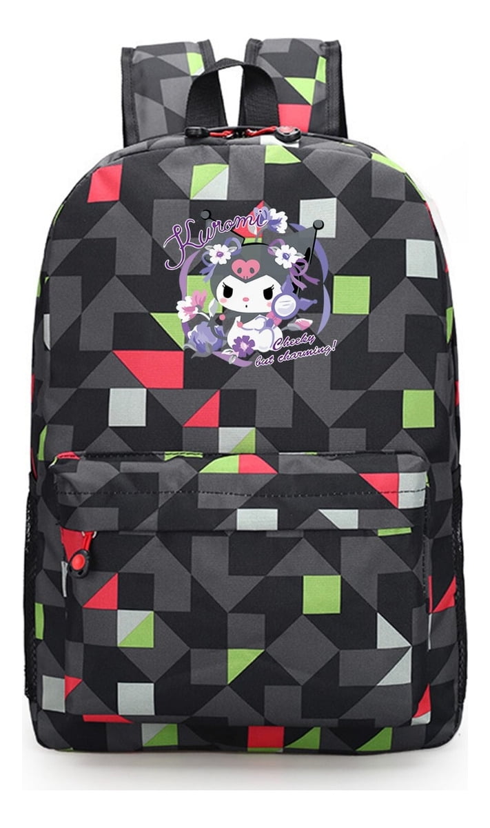 Kuromi Black Geometric Backpack for School, Cool Anime Design Laptop ...