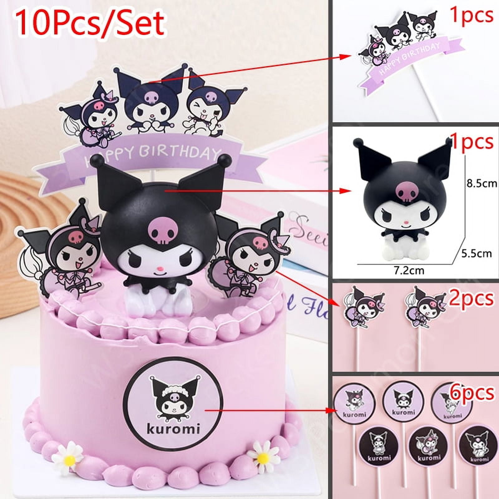 Kuromi Cake Topper Anime Action Figure Party Sanrio Happy Birthday ...