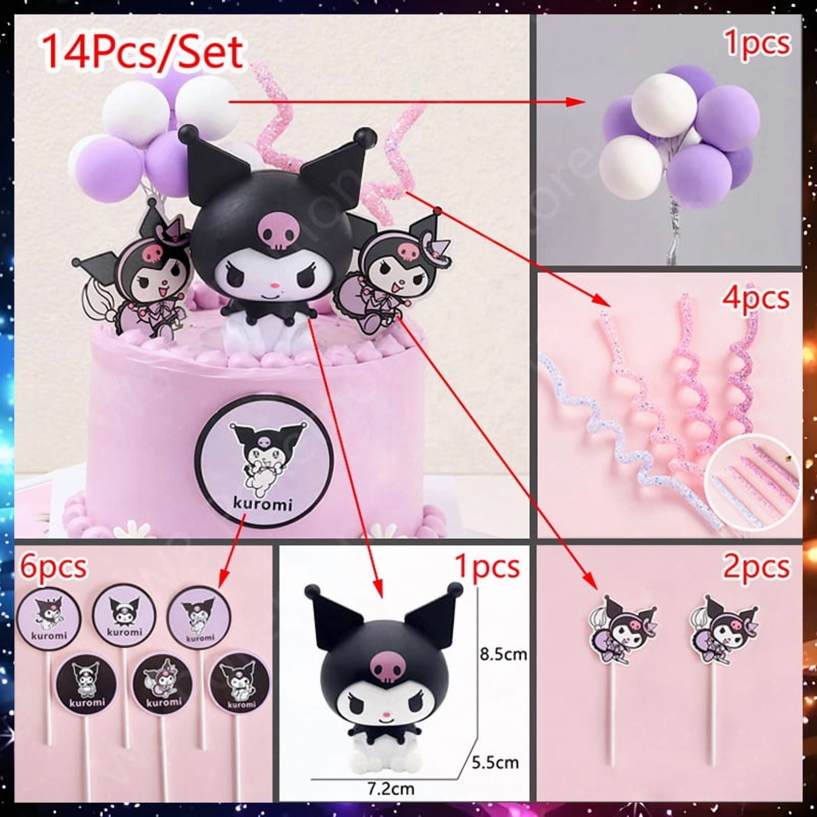 Kuromi Cake Topper Anime Sanrio Action Happy Birthday Kuromi Cake ...