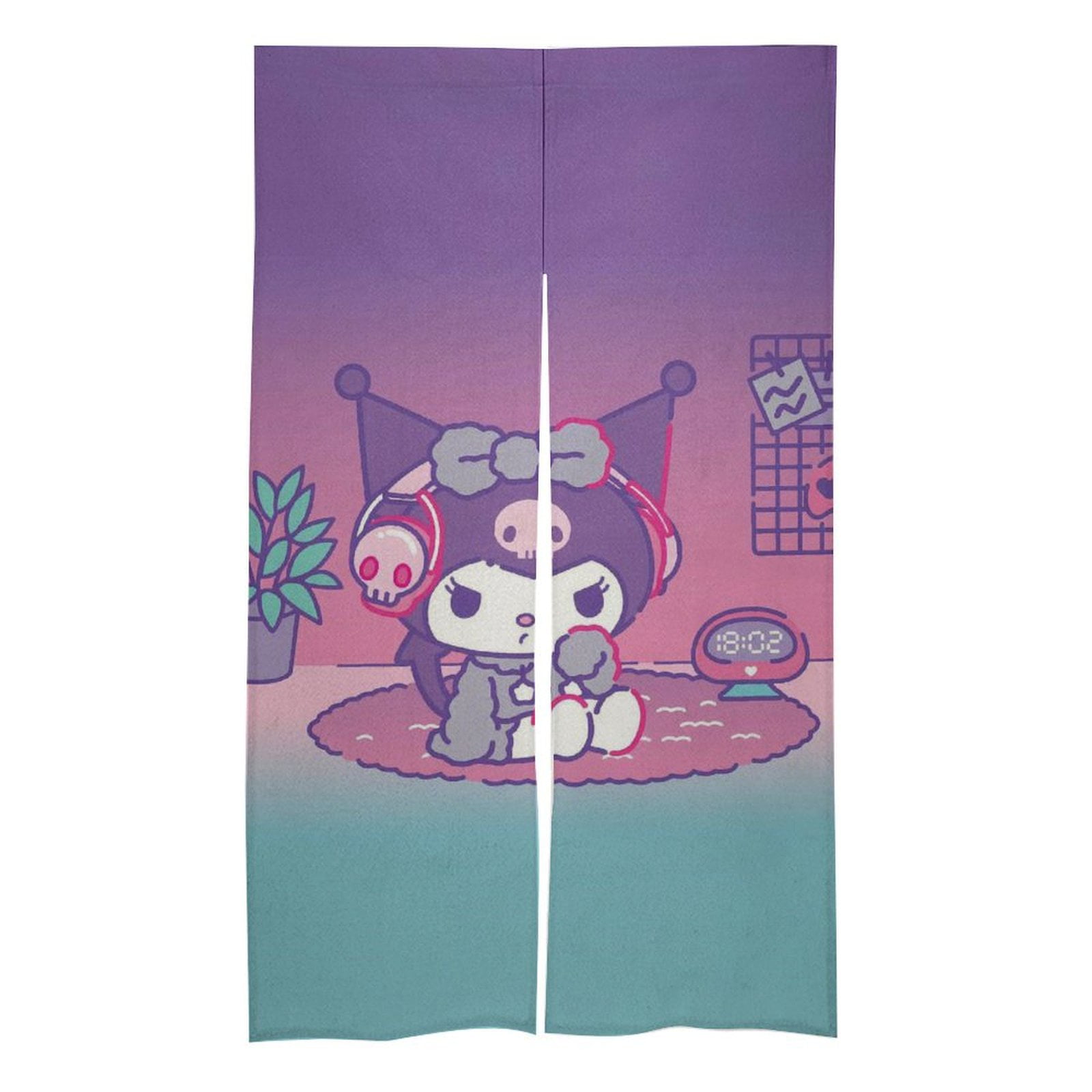 Kuromi Cartoon Anime Door Drape Door Curtain For Doorway Privacy Room ...