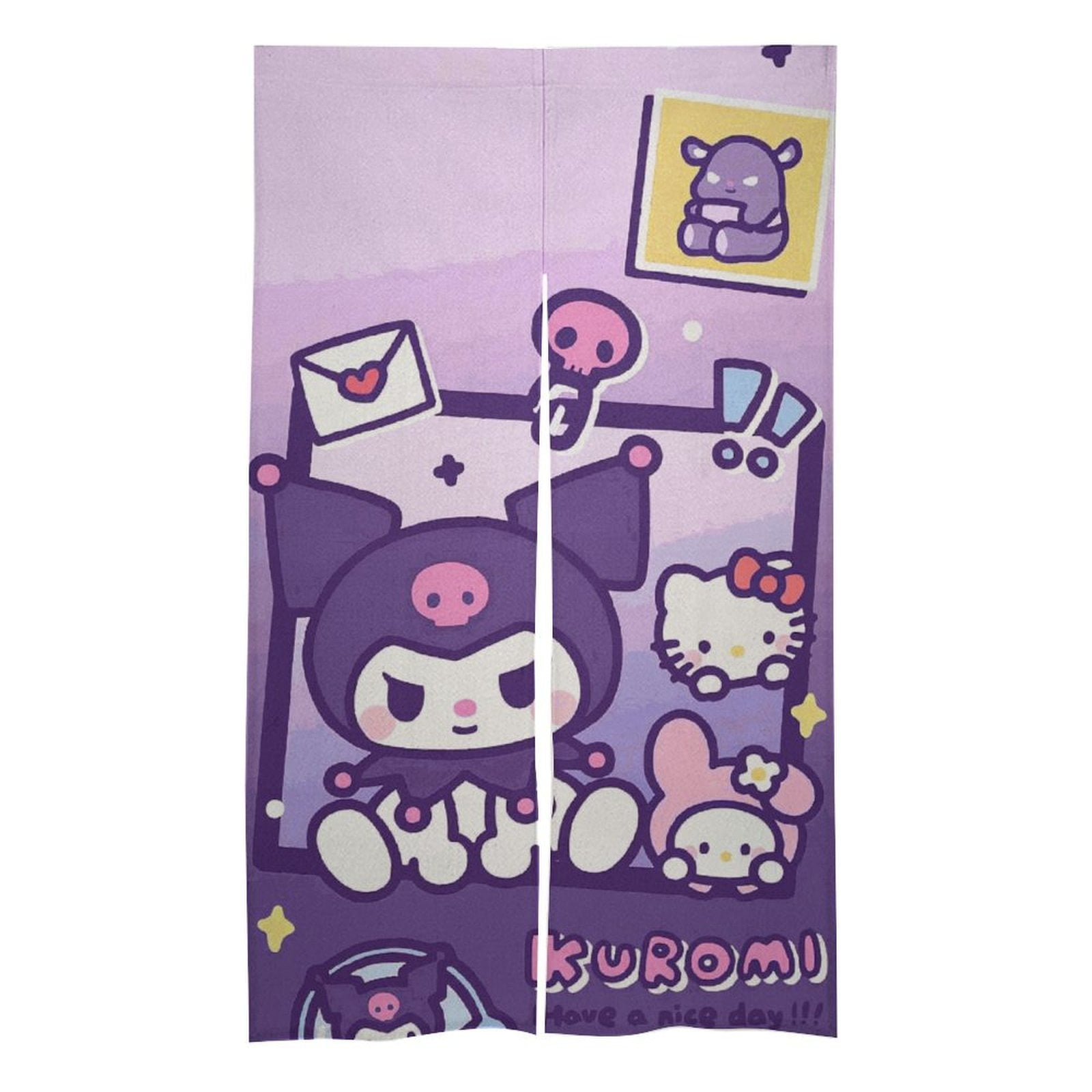 Kuromi Cartoon Anime Door Drape Door Curtain For Doorway Privacy Room ...