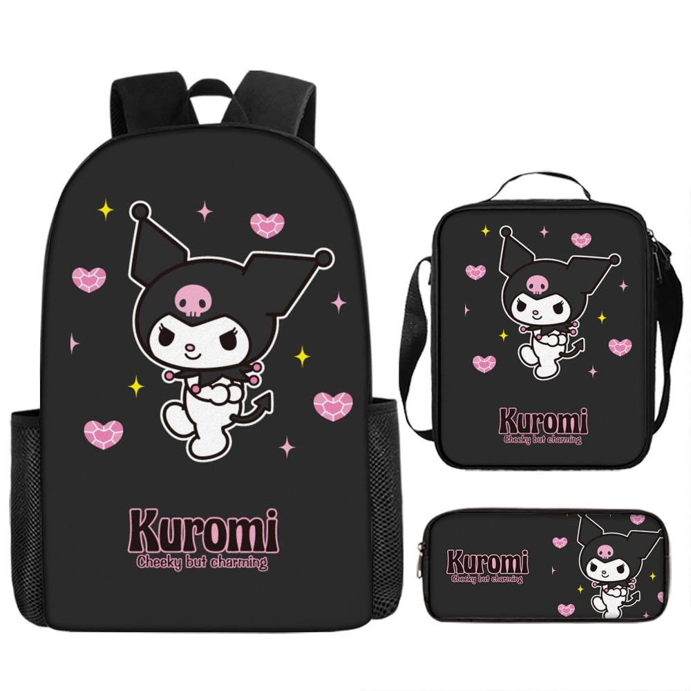 Kuromi Cartoon Backpacks Sets, Anime Laptop Backpack with Lunch Bag and ...