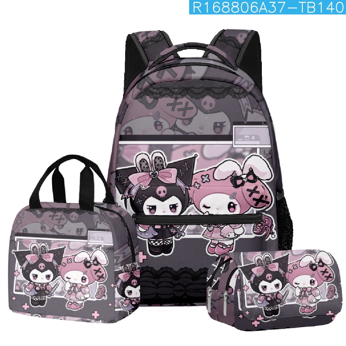 Kuromi Cartoon Backpacks Sets, Anime Laptop Backpack with Lunch Bag and ...