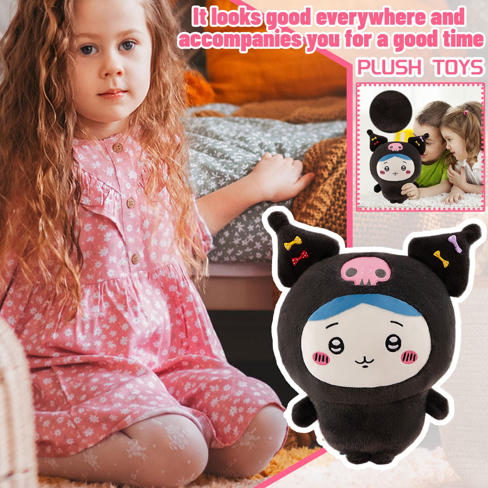 Kuromi Cartoon Plush Toy,Hello Kitty Friends Plushie Cats Kids,Stray ...