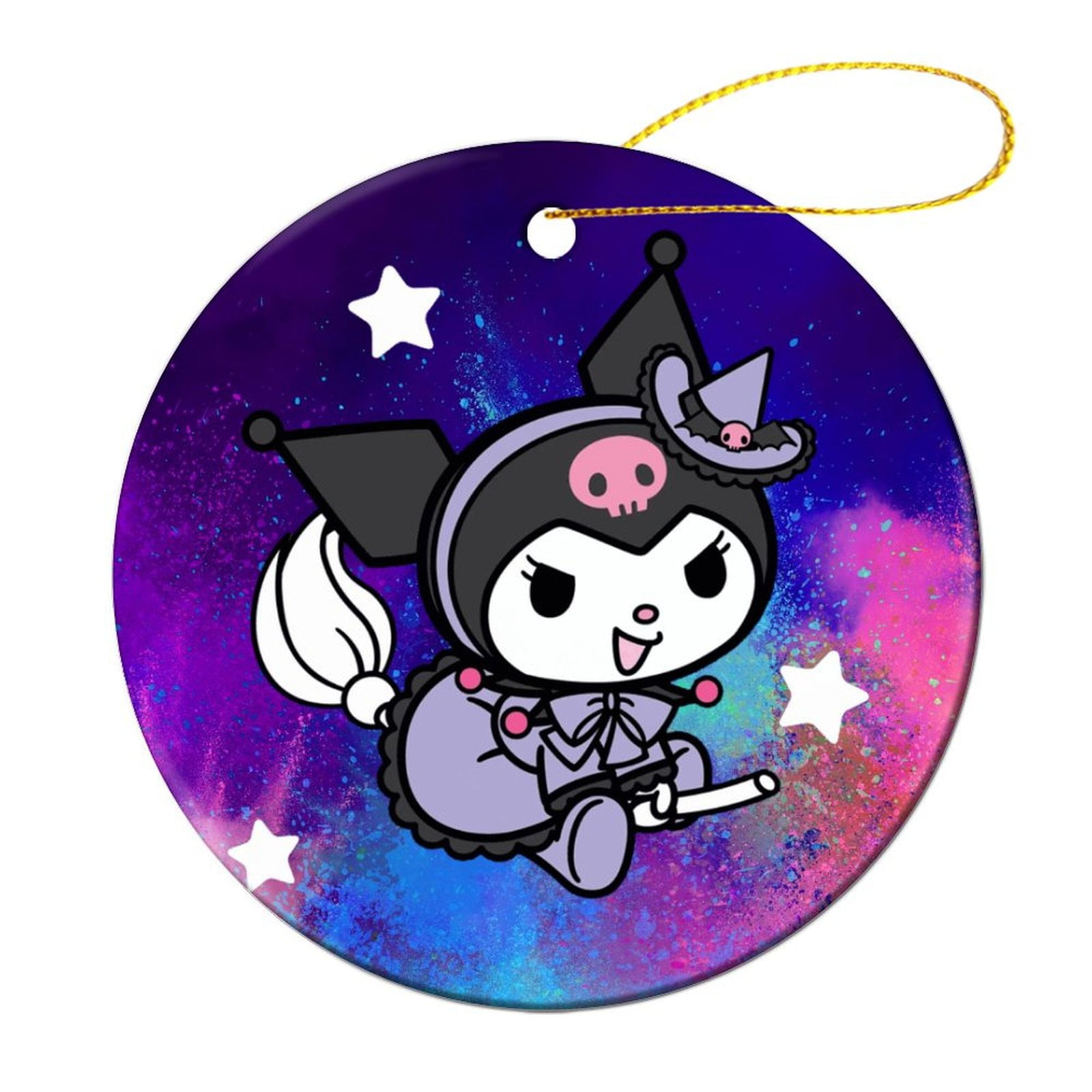 Kuromi Ceramic Christmas Tree Ornaments Round Souvenir X-Mas Hanging ...