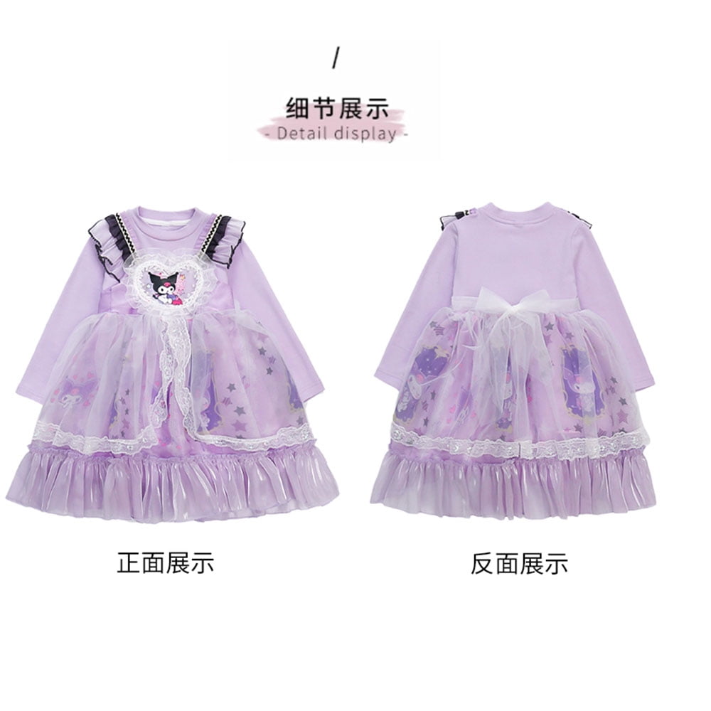 Kuromi Children Dress Sanrios Anime 2024 Spring Cartoon Lace Pearls ...