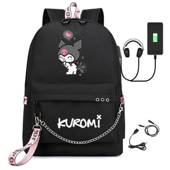 Kuromi Chloe Print USB Cute Backpack Casual School Bag - Walmart.com