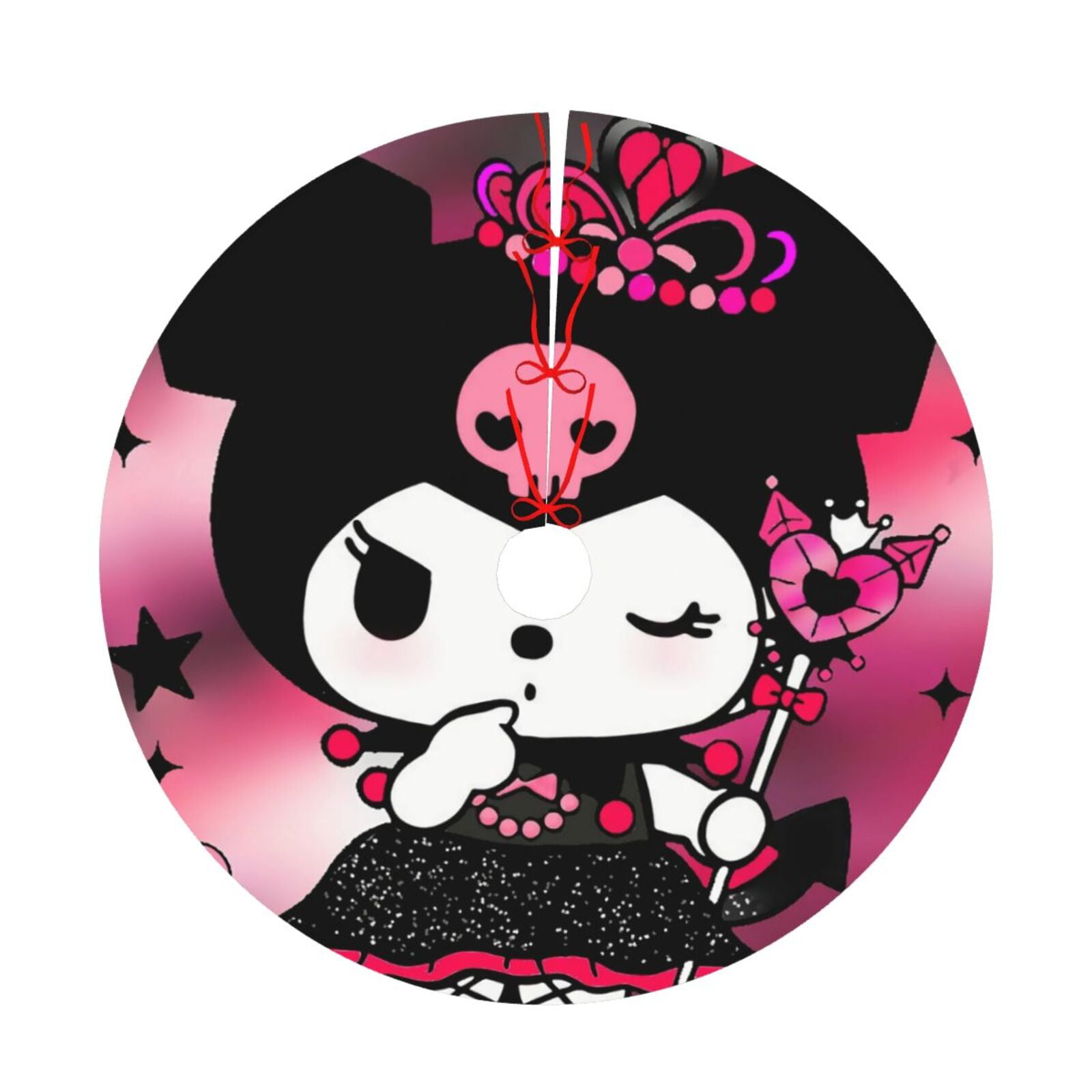 Kuromi Christmas Tree Skirt Soft and Funny Red Green Trimmed Christmas ...
