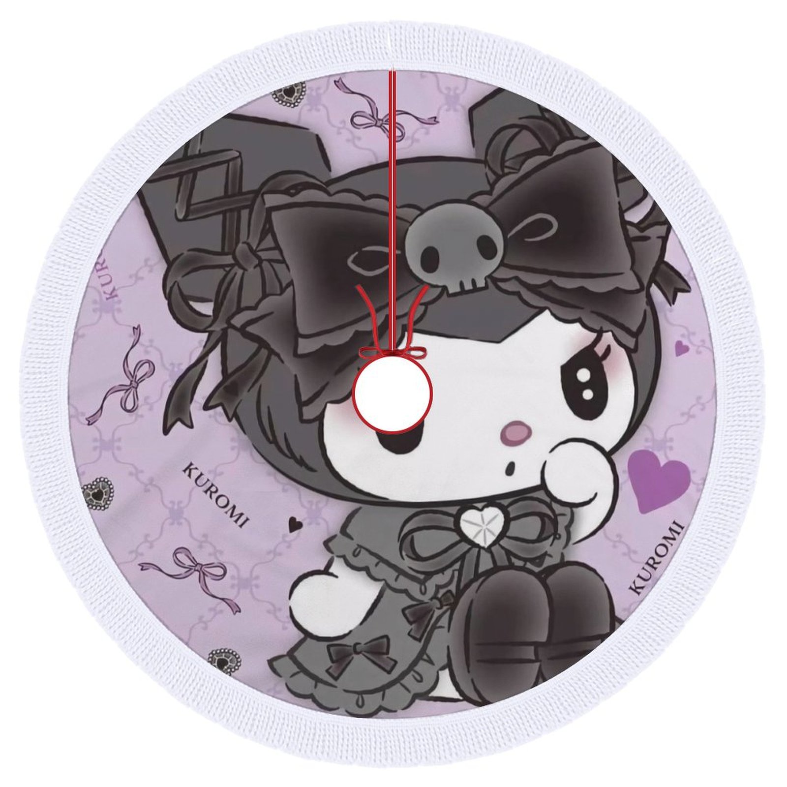 Kuromi Christmas tree skirt Christmas tree mat with fringe ornaments ...