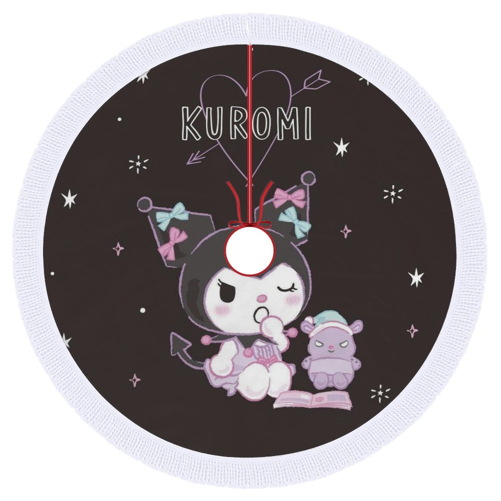 Kuromi Christmas tree skirt Christmas tree mat with fringe ornaments ...