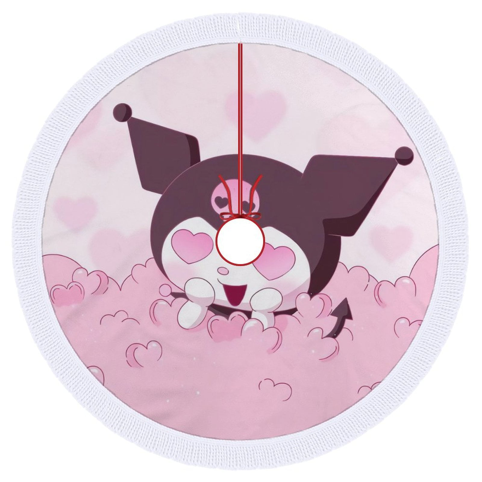 Kuromi Christmas tree skirt Christmas tree mat with fringe ornaments ...