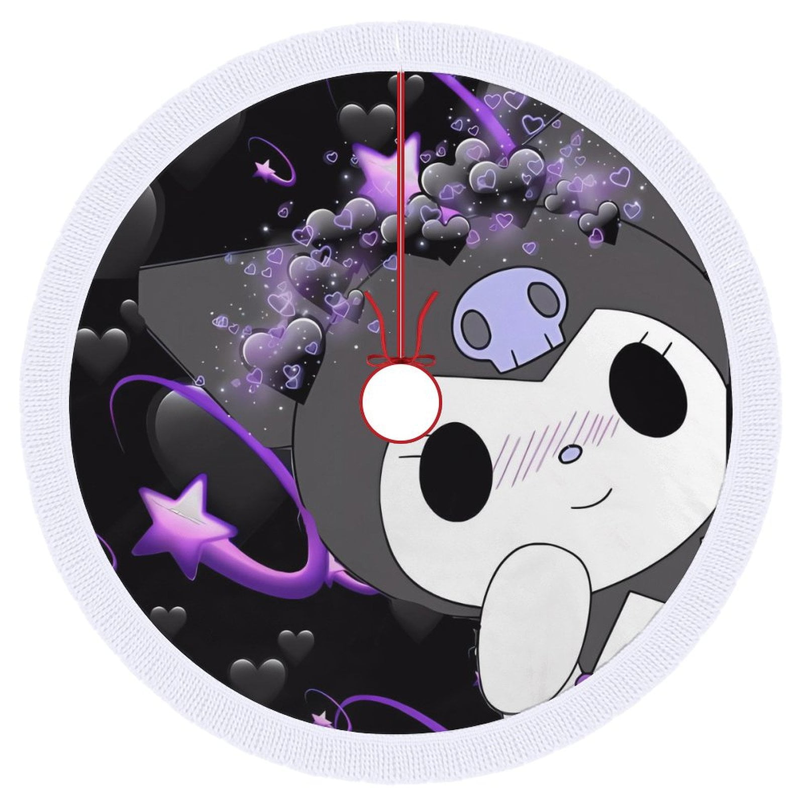 Kuromi Christmas tree skirt Christmas tree mat with fringe ornaments ...