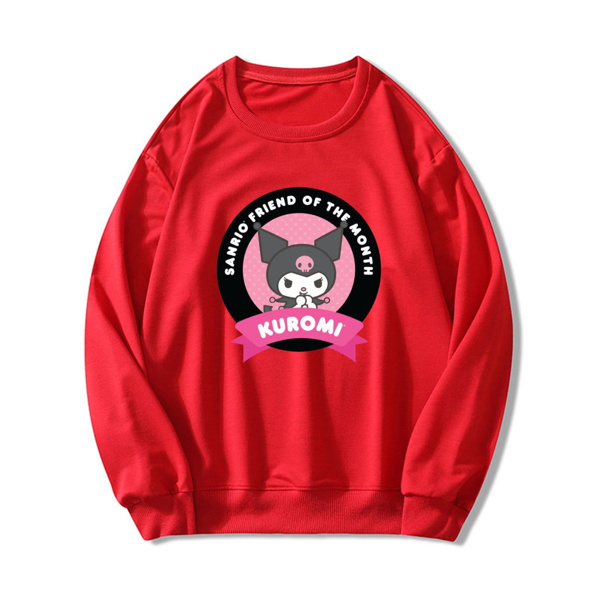 Kuromi Crew Neck Long Sleeve Adult Sweatshirt Red - Walmart.com
