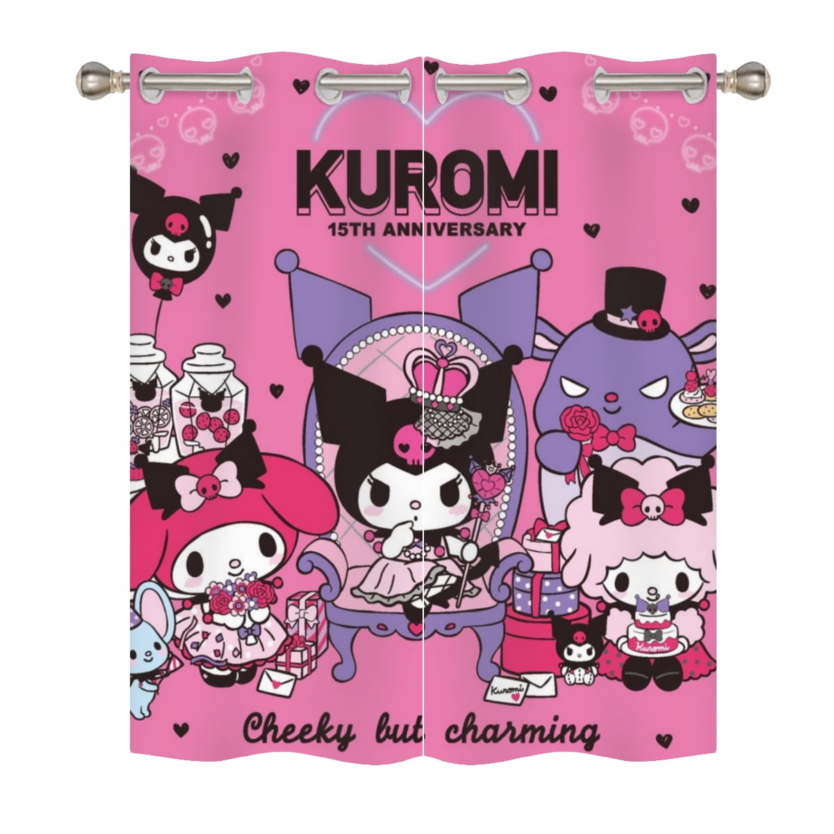 Kuromi Curtains 63 Inch Length, Thermal Insulation Blackout Curtains ...