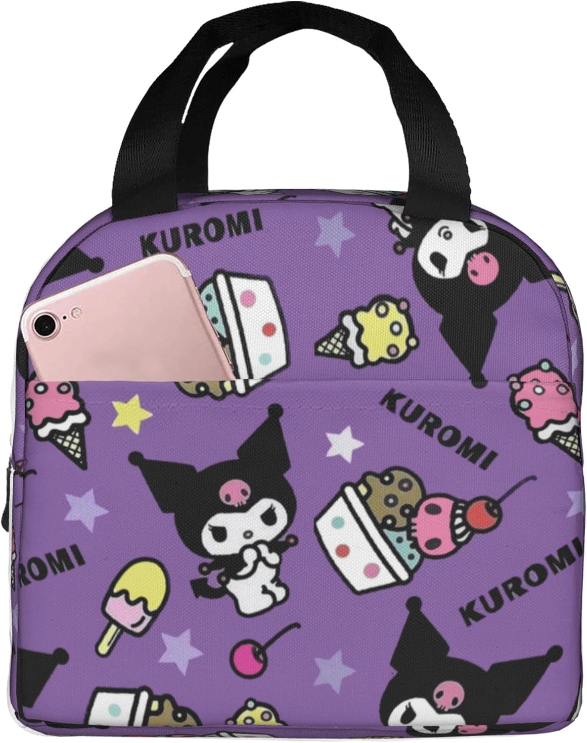 Kuromi Cute Cartoon Lunch Bag Zipper Closure Leakproof Insulated Lunch ...
