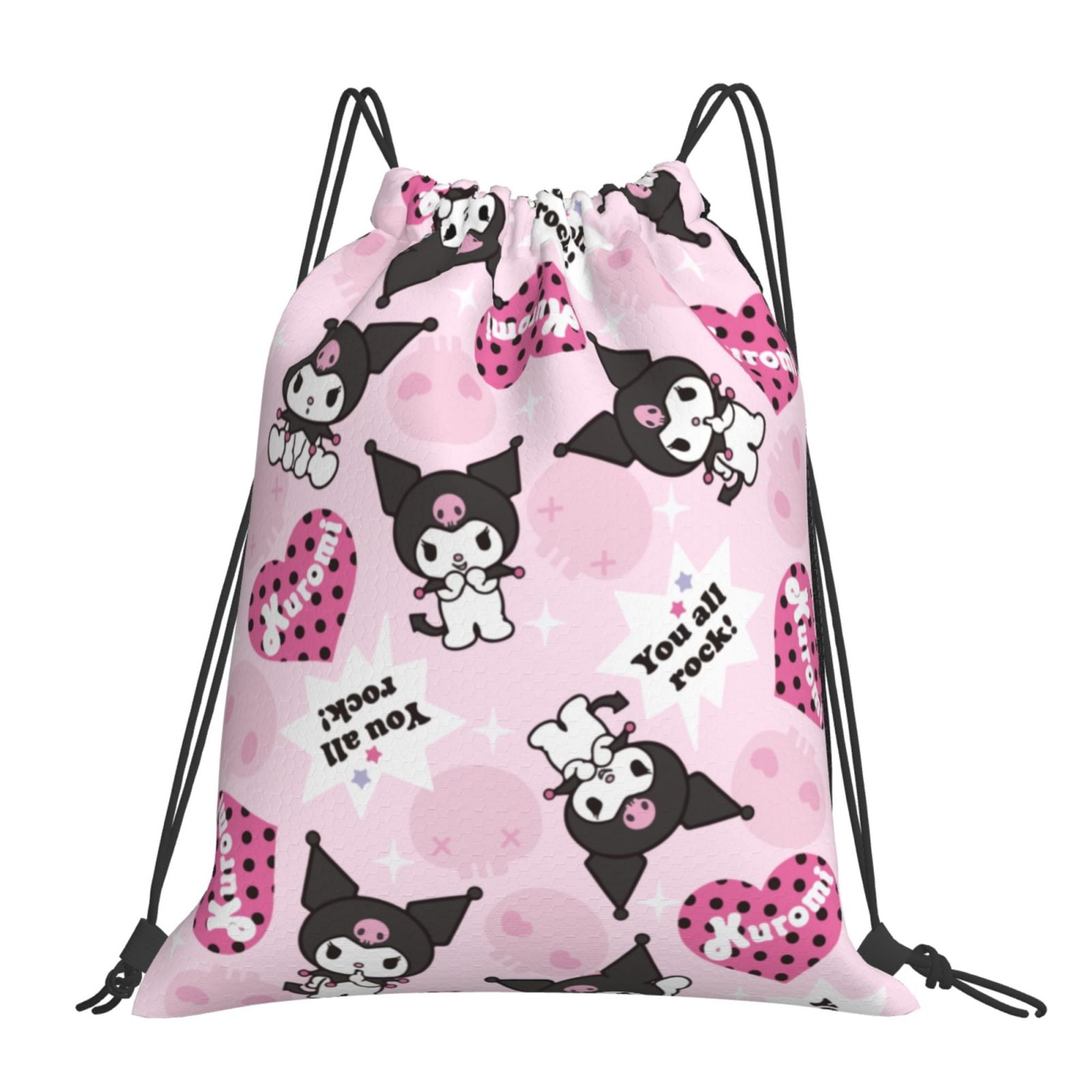 Kuromi Cute Drawstring Bag Cinch Backpack Gym Bag Foldable for School ...