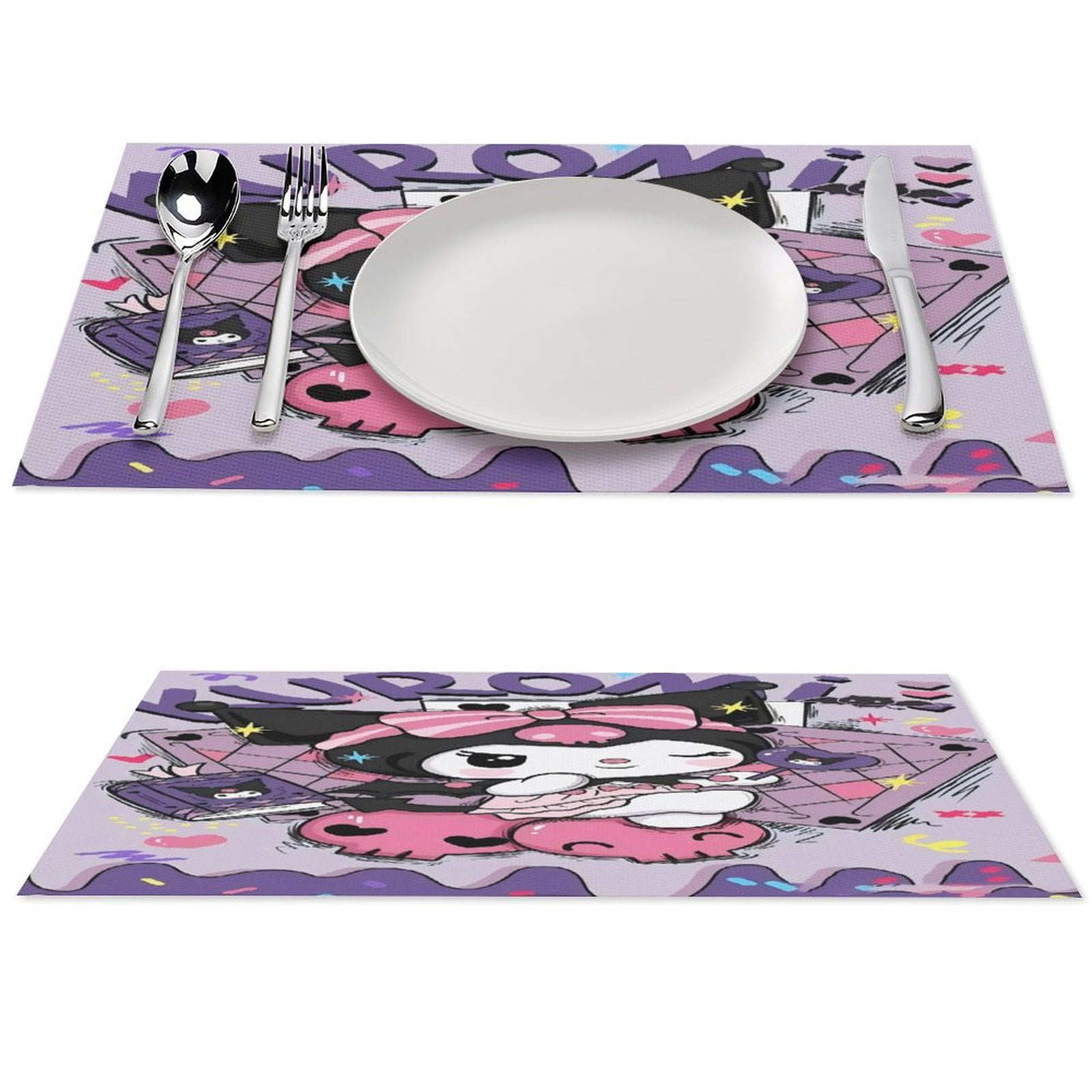 Kuromi Cute cartoon table mat non-slip heat-resistant washable 2 PCS ...