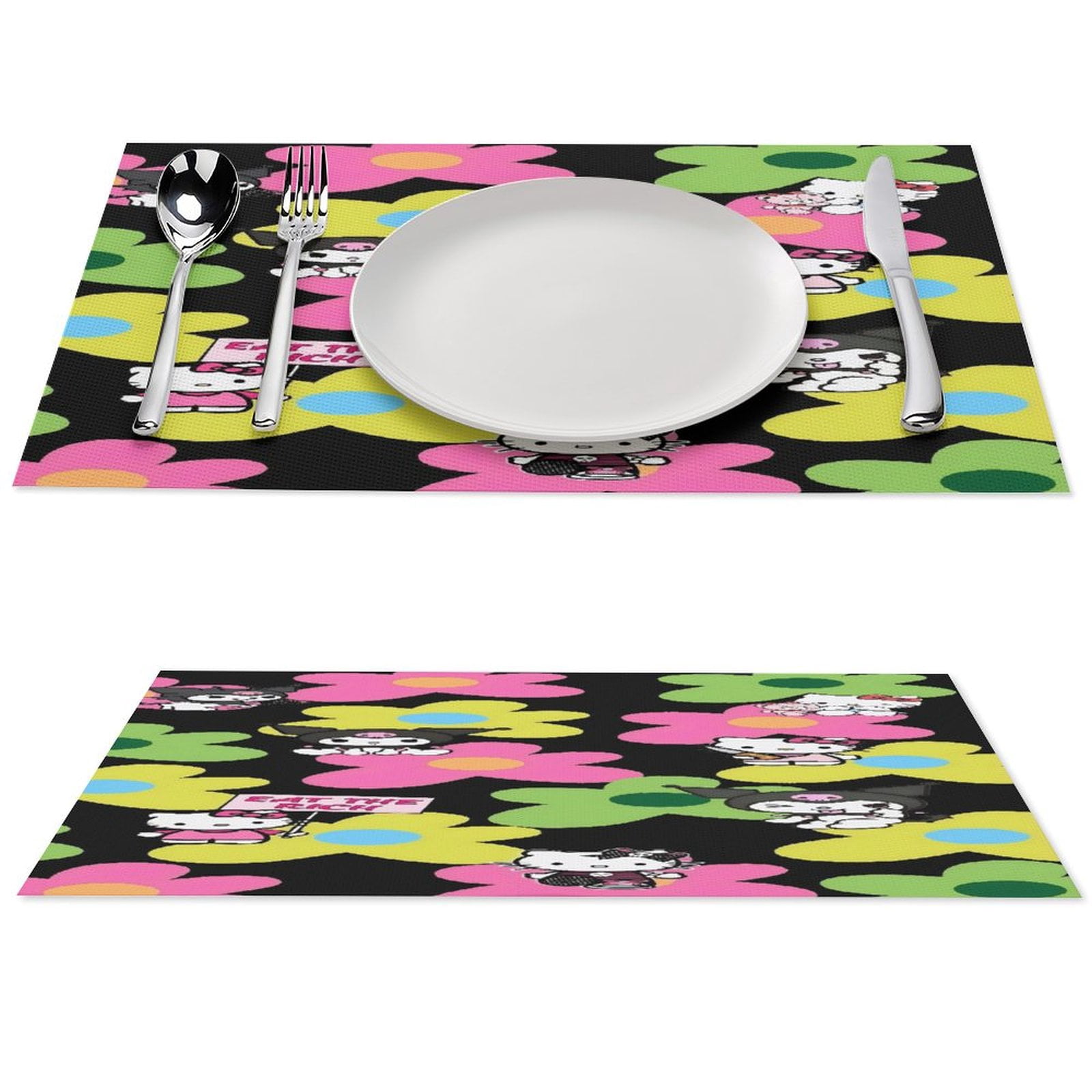 Kuromi Cute cartoon table mat non-slip heat-resistant washable 2 PCS ...