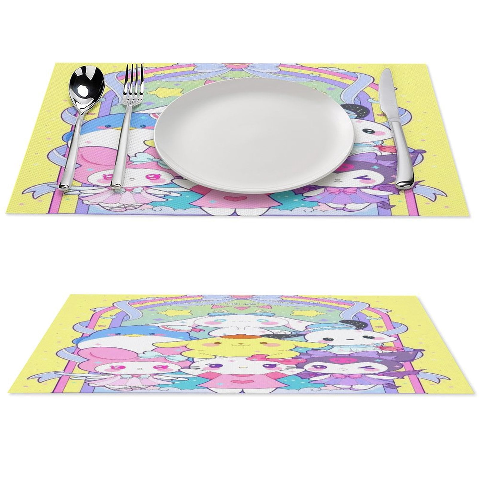 Kuromi Cute cartoon table mat non-slip heat-resistant washable 6 PCS ...
