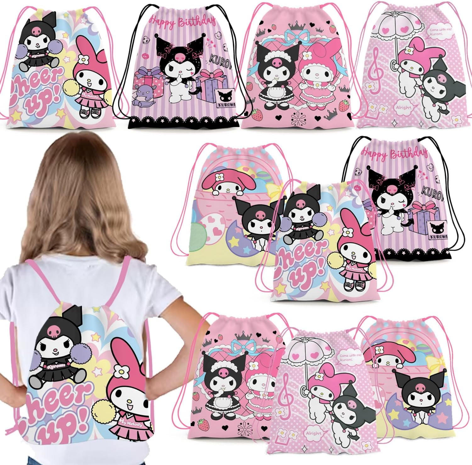Kuromi Drawstring Bags,20pcs Kawaii Party Favor Bags Backpacks Party ...