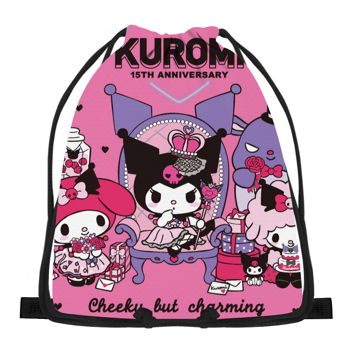 Kuromi Drawstring backpack, fashionable travel waterproof backpack ...