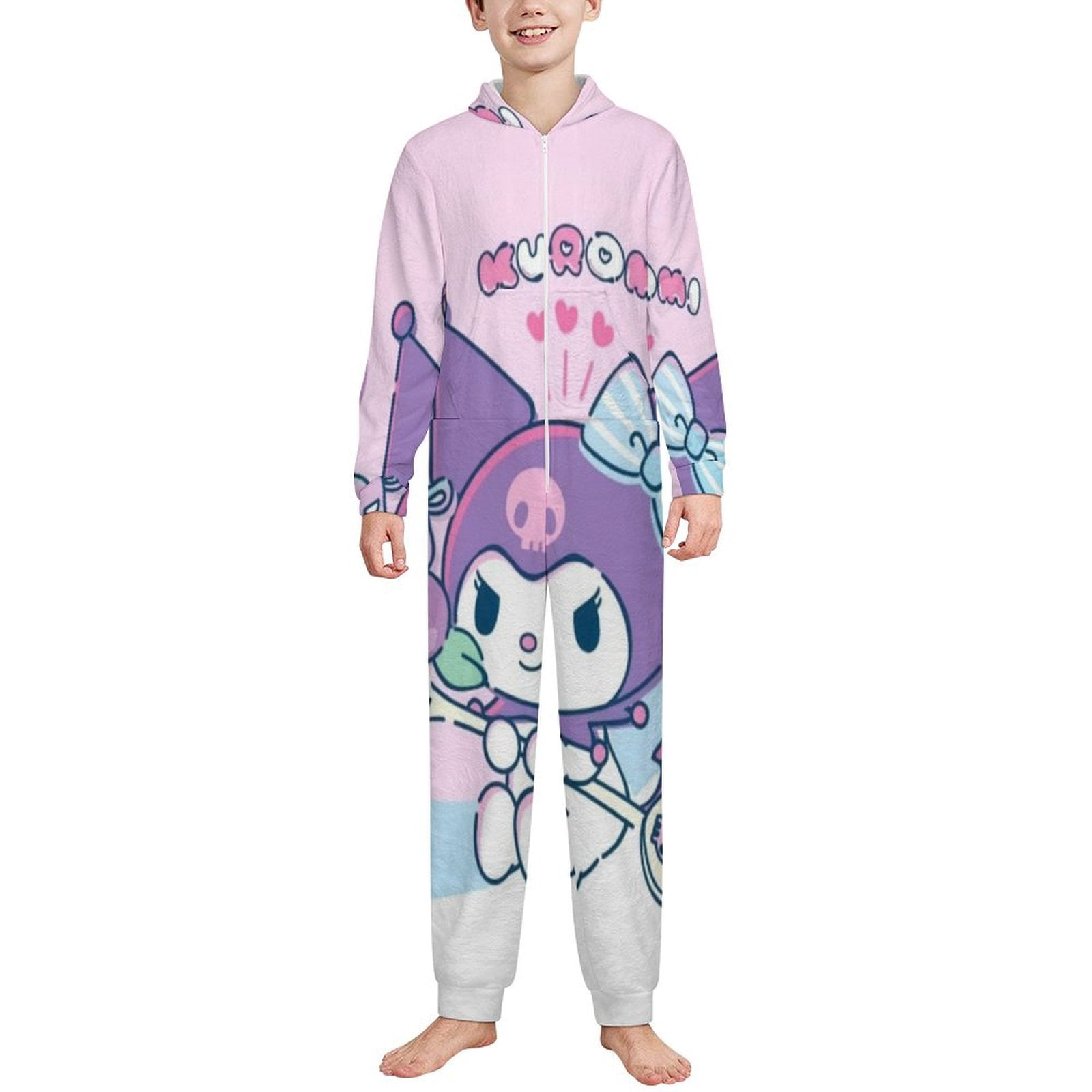 Kuromi Fleece Pajama One Piece Sleepwear Jumpsuits for Daily Wears ...