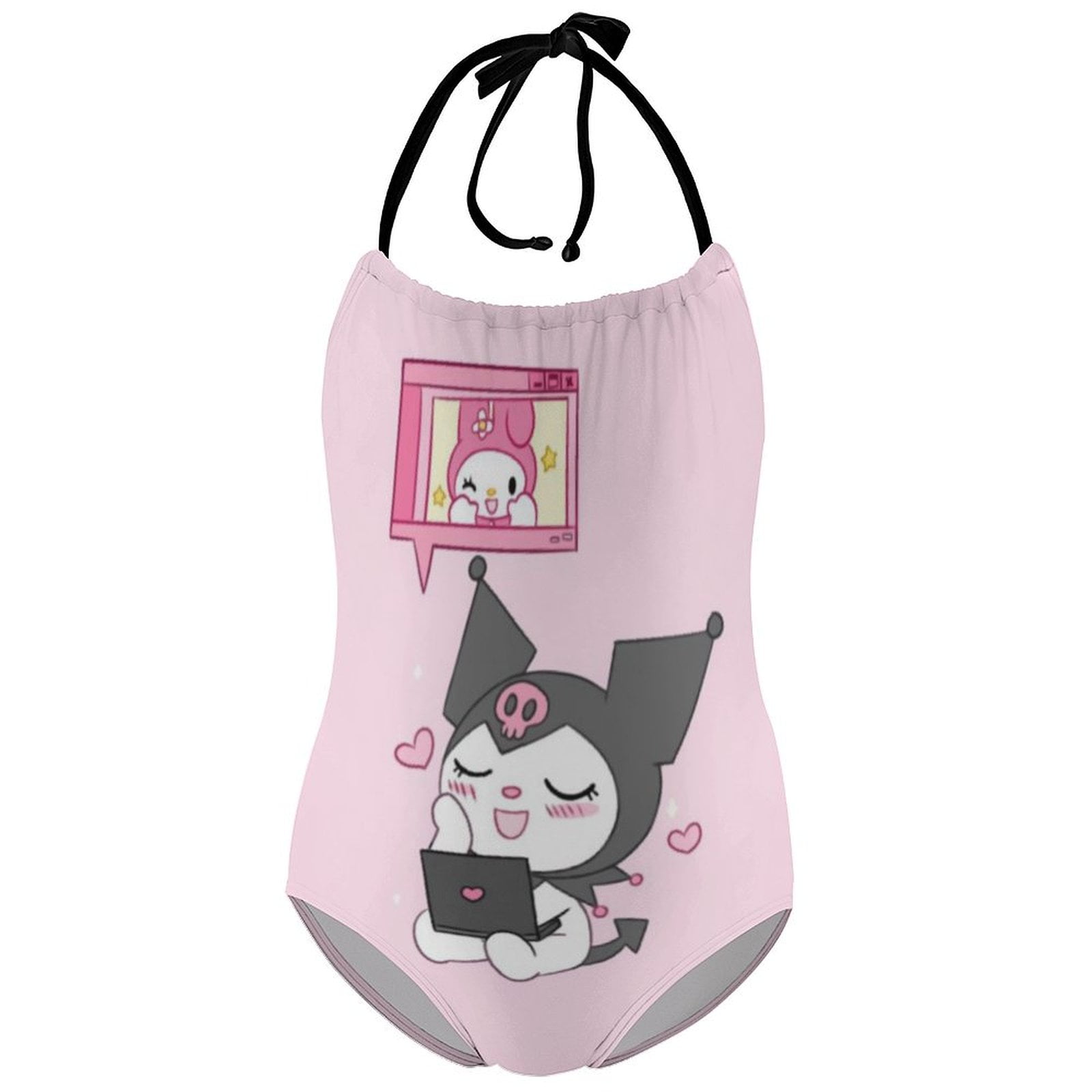 Kuromi Girls One Piece Swimsuit Quick Dry Swimwear Print Bathing Suit ...