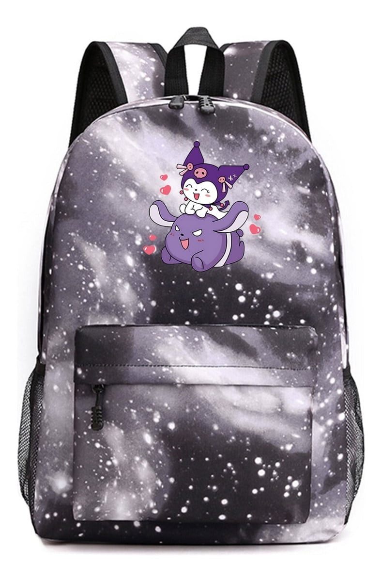 Kuromi Gray Space Galaxy Backpack, Cosmic Burst Print Daypack with ...