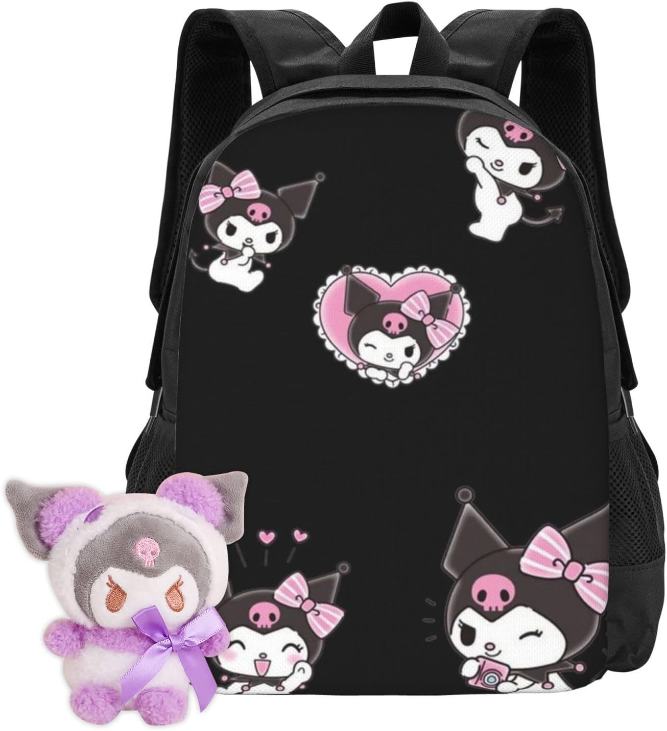 Kuromi Heart Anime Backpack Cartoons Lightweight Cute Anime Backpack ...