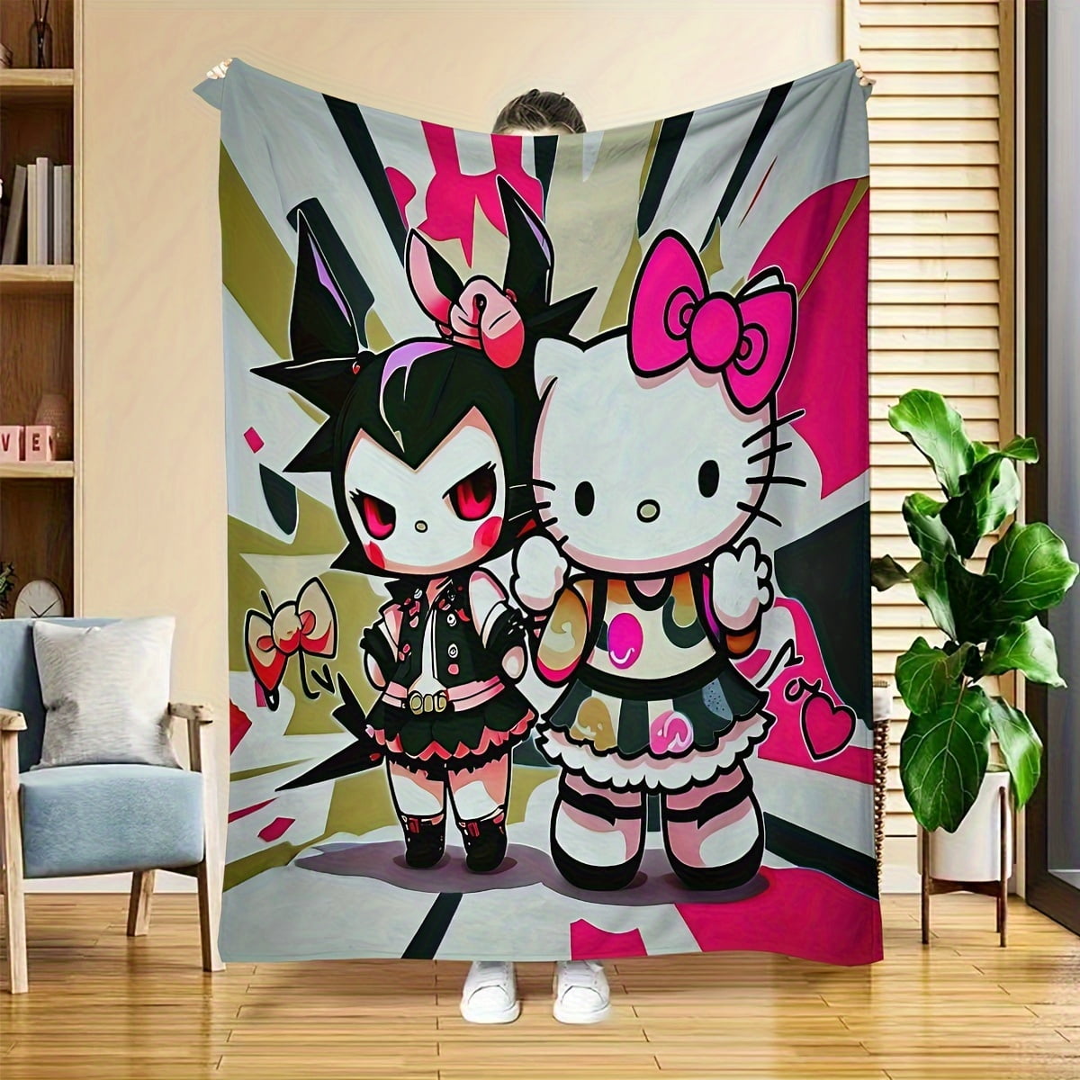 Kuromi & Hello Kitty Blanket - Soft Flannel All-Season Throw with ...