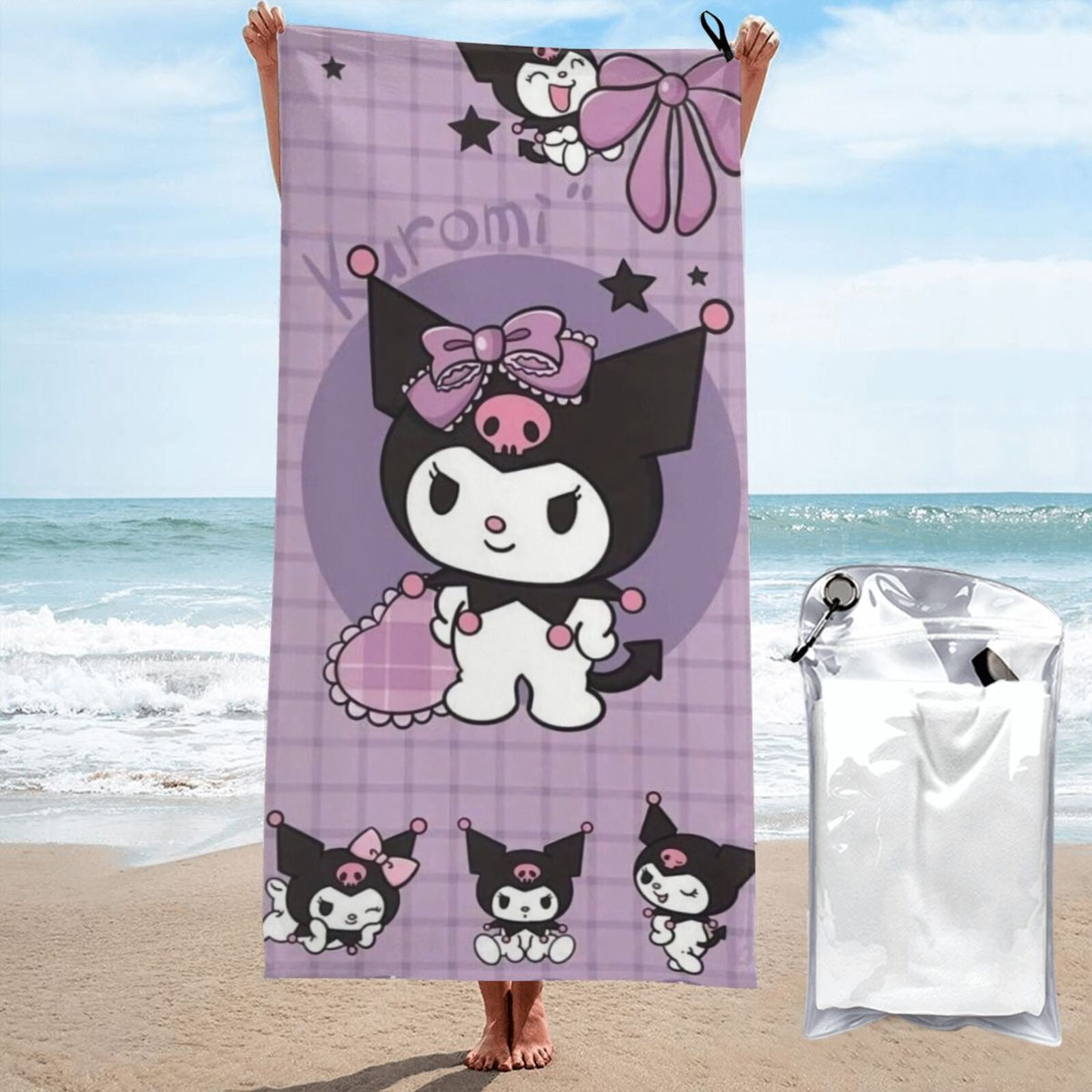 Kuromi Kawaii 554 Microfiber Large Beach Towels Quick Dry Absorbent ...